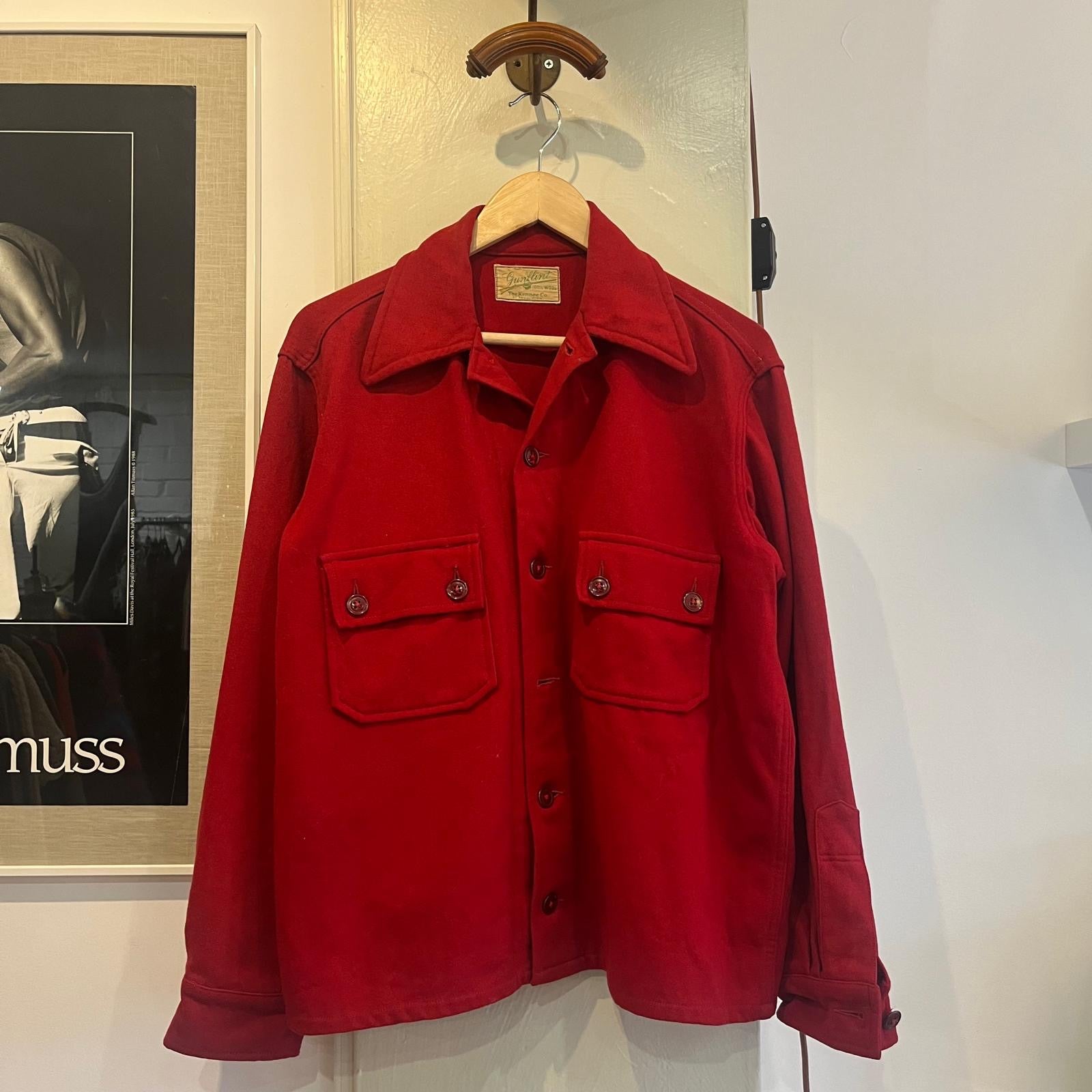 1950s Red Wool American Hunting Shirt Jacket with great pocket Detail ...